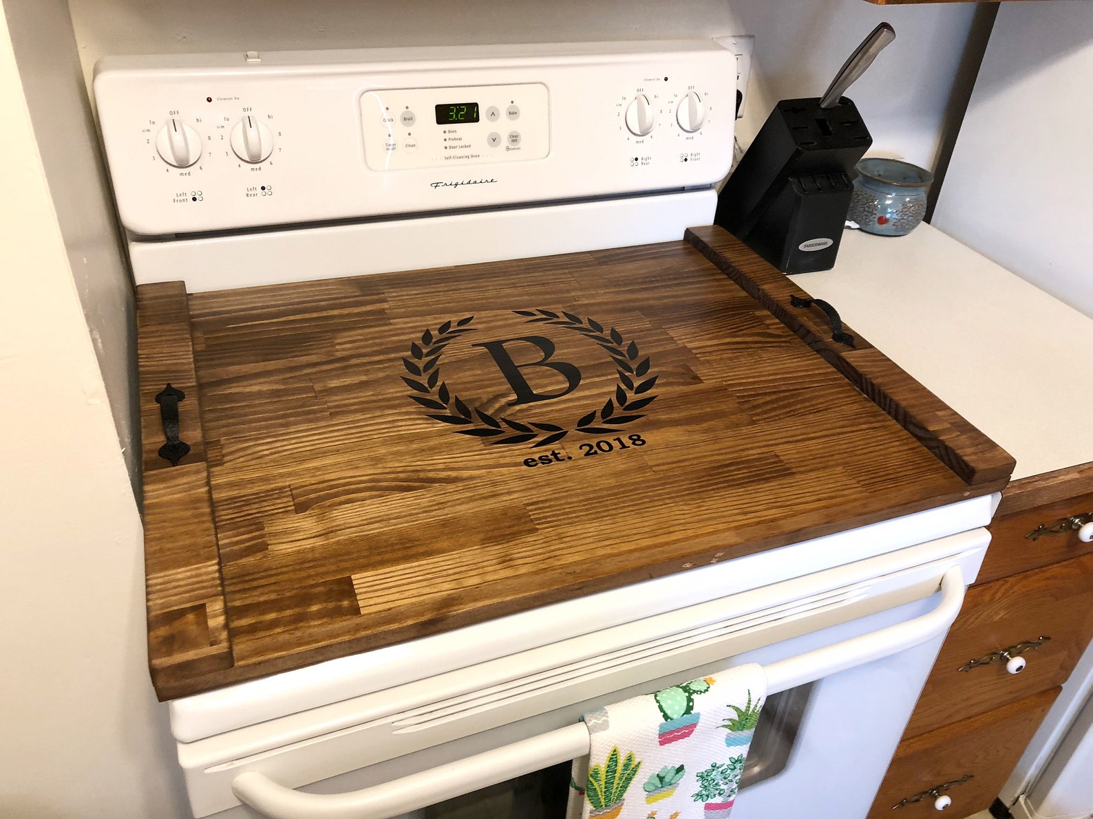 Rustic Stove Top Cover Custom Wooden Stove Cover Wood Tray - Etsy