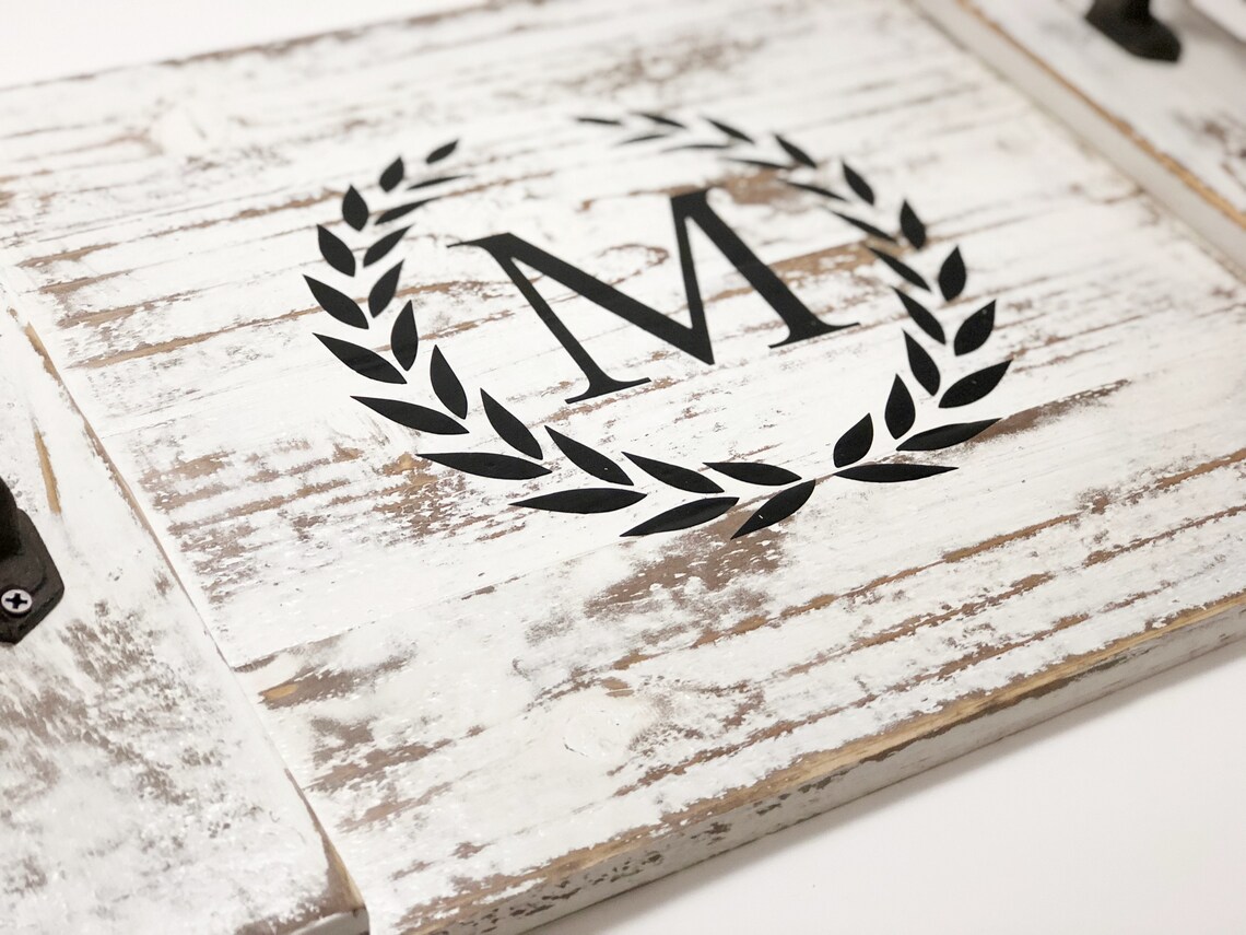 Rustic Monogrammed Serving Tray Rustic Coffee Table Tray | Etsy