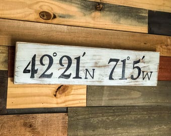 Rustic Lat Long Sign - Etsy