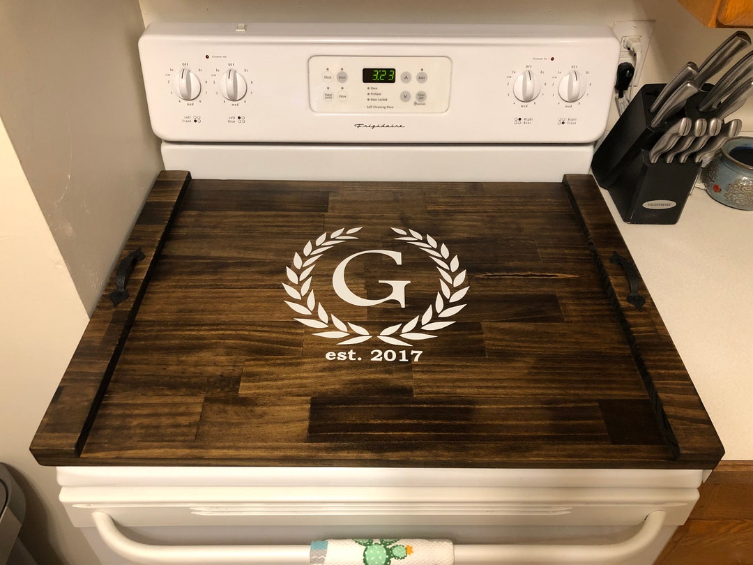 Rustic Stove Top Cover, Custom Wooden Stove Cover, Wood Tray for Stove ...