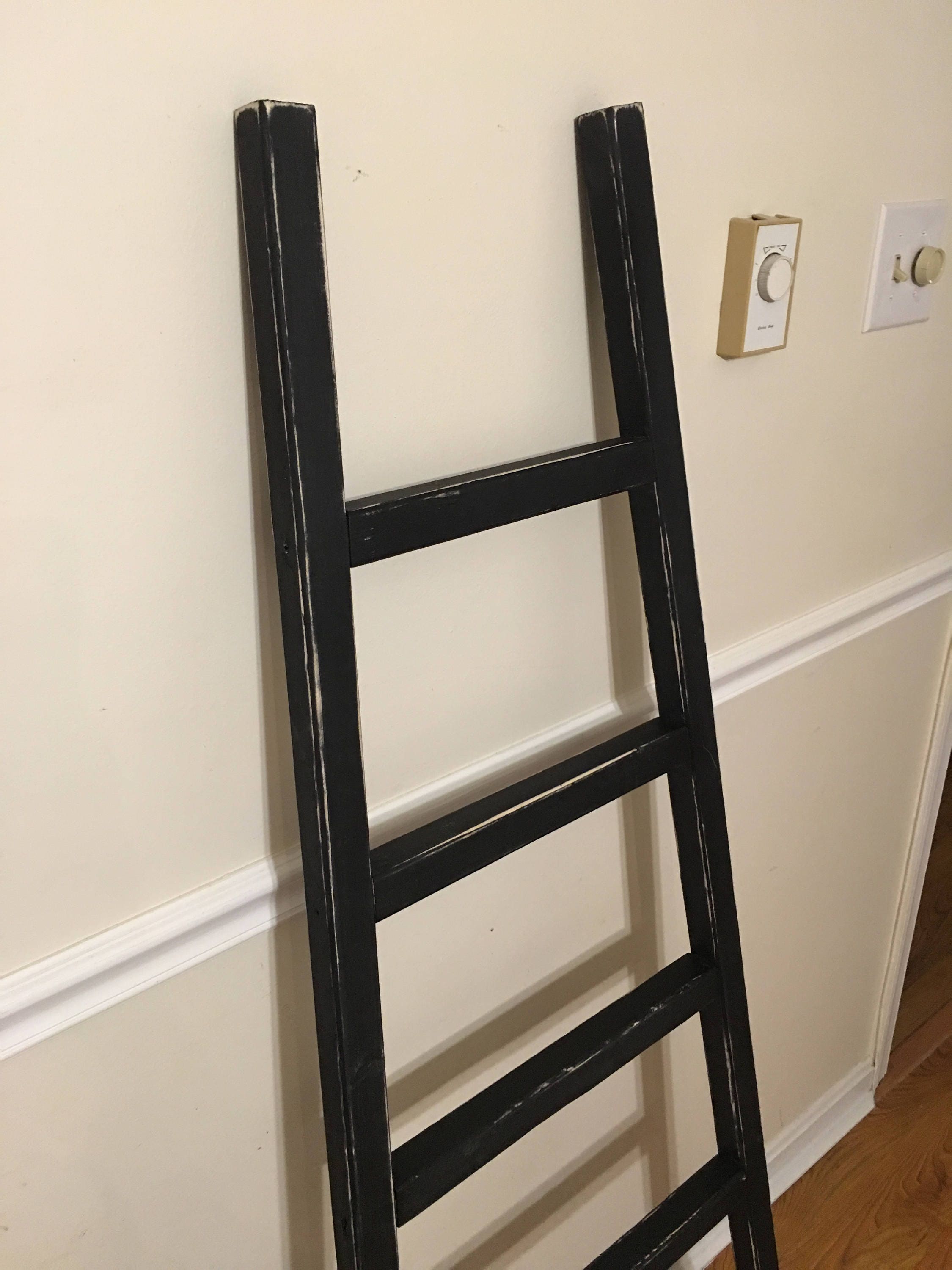 Rustic Reclaimed Wood Blanket Ladder Towel Rack Blanket | Etsy