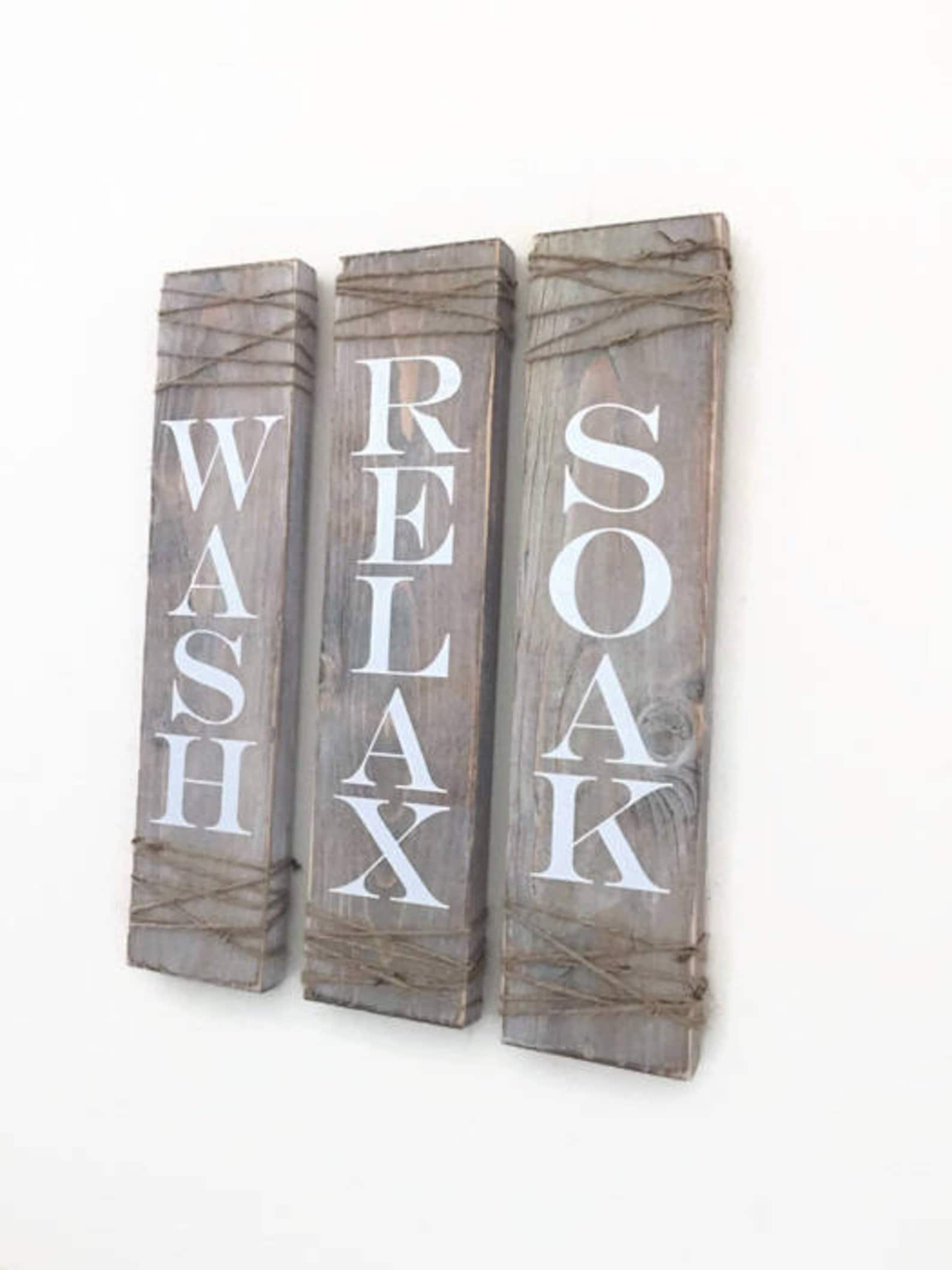 Rustic Bathroom Signs Set of Three Rustic Bathroom Decor | Etsy