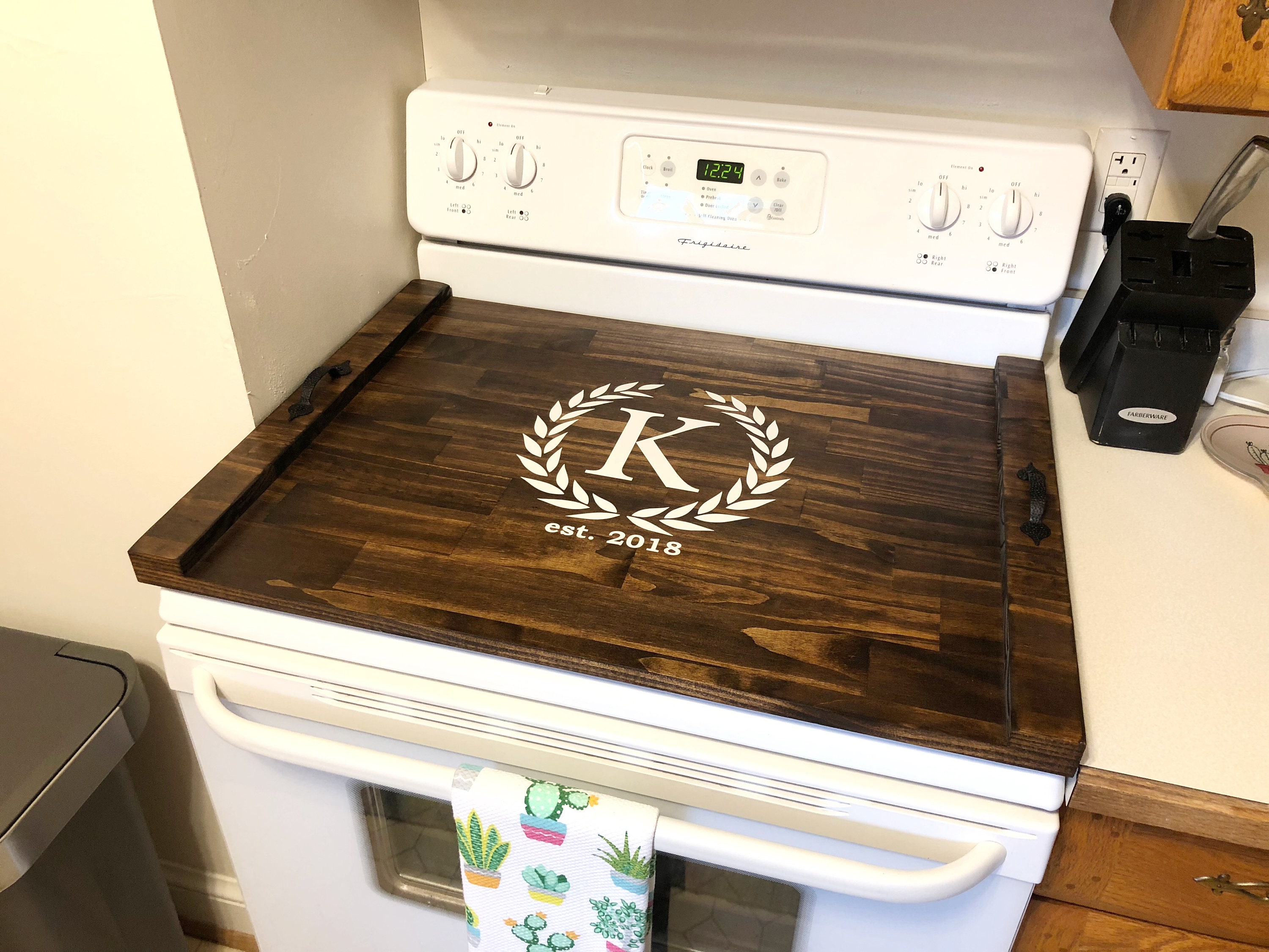 Rustic Stove Top Cover Custom Wooden Stove Cover Wooden Tray | Etsy