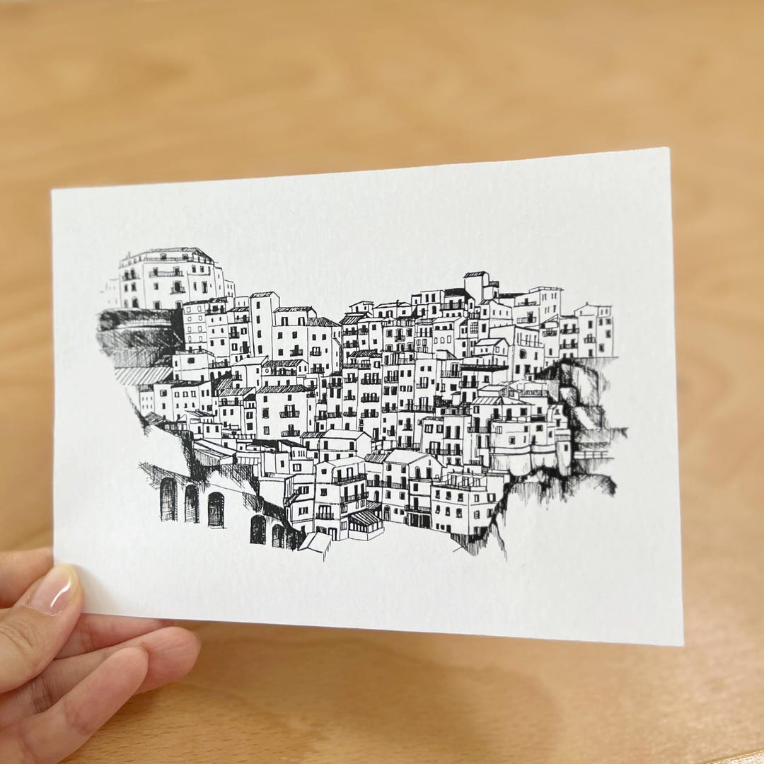 Original European Village Ink Drawing Prints - Etsy