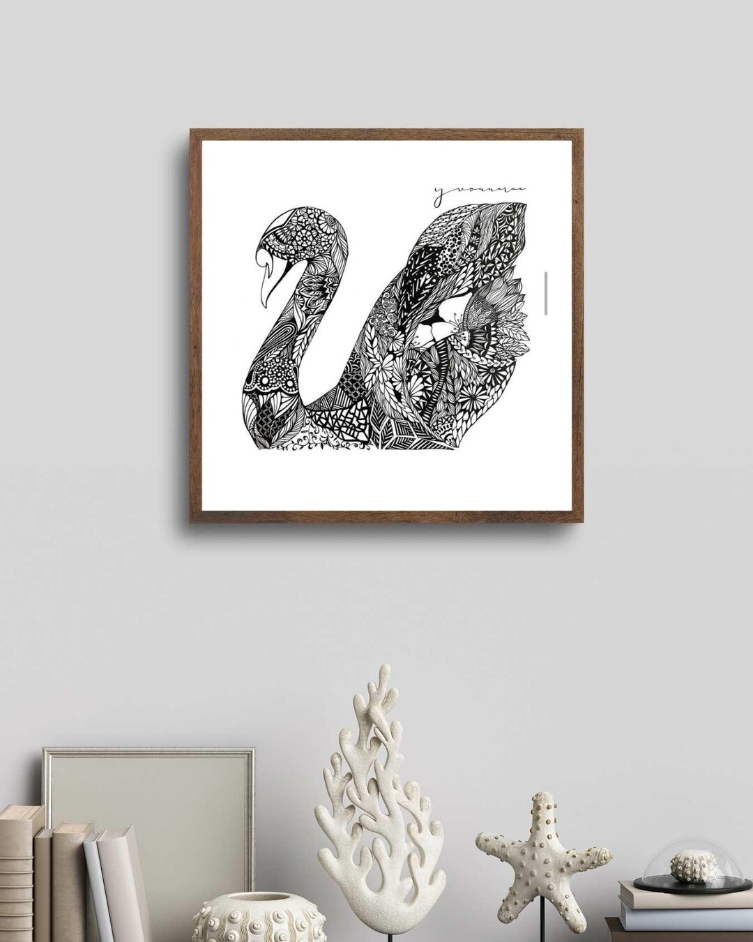 Printable Original Zentangle Art Swan Pen Drawing Digital Download - Etsy