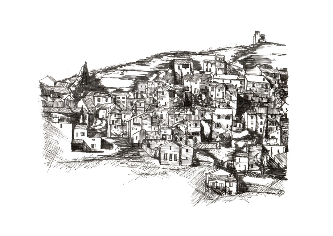 Original Italian Village Ink Drawing Printings - Etsy