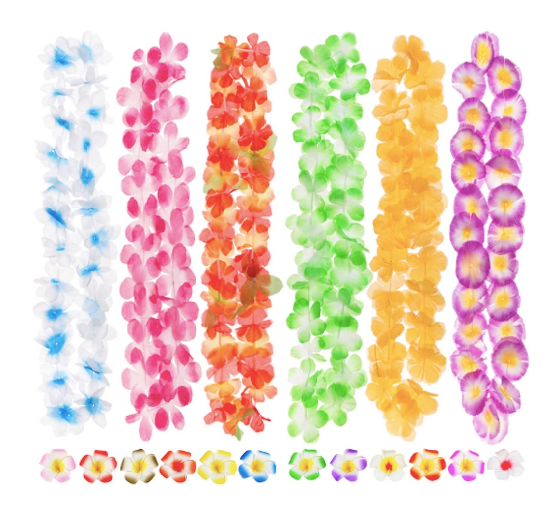 Luau Hawaiian Flower Leis Necklace Bracelets Headband Luau - Etsy