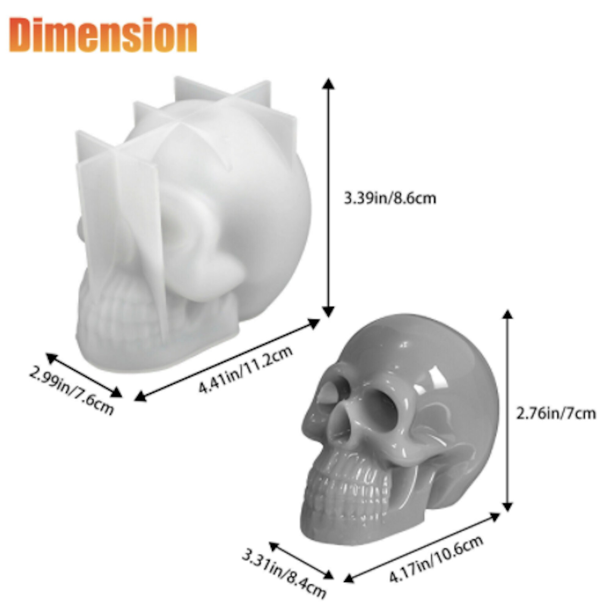 3D Skull Head Silicone Mold Halloween Table Decor Epoxy Resin - Etsy
