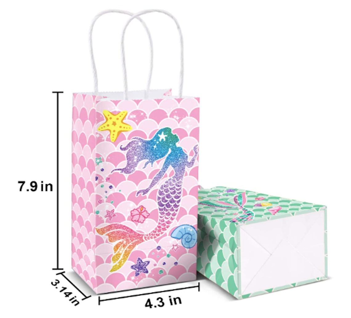 16 Mermaid Party Favor Bags Mermaid Gift Bags Paper Favor Bags | Etsy