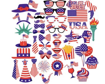 Printable 4th of July Photo Booth Props Photobooth Props