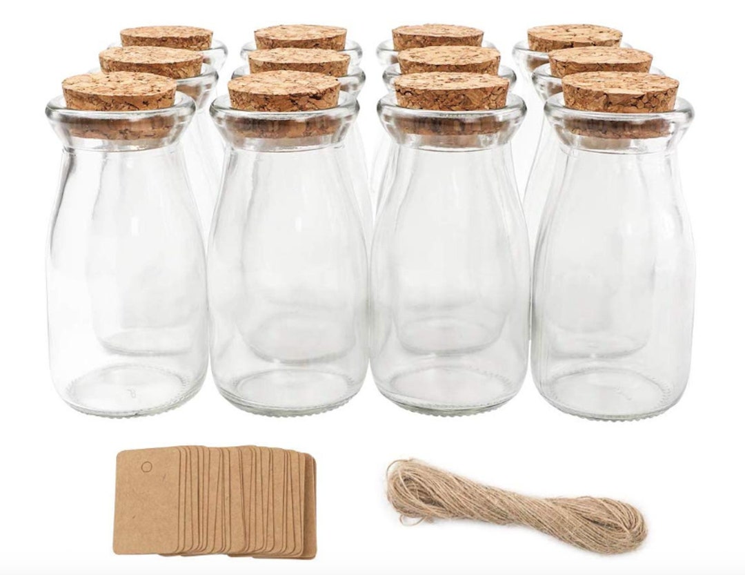 Small Glass Favor Jars Milk Glass Bottles Cork Lids Party Favors ...