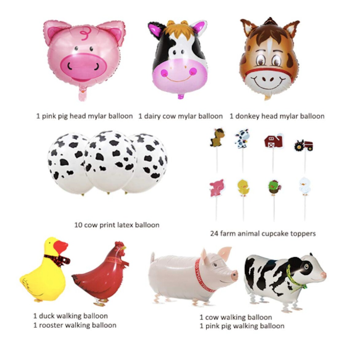 Barn Animals Party Farm Animals Party Birthday Party Balloons | Etsy