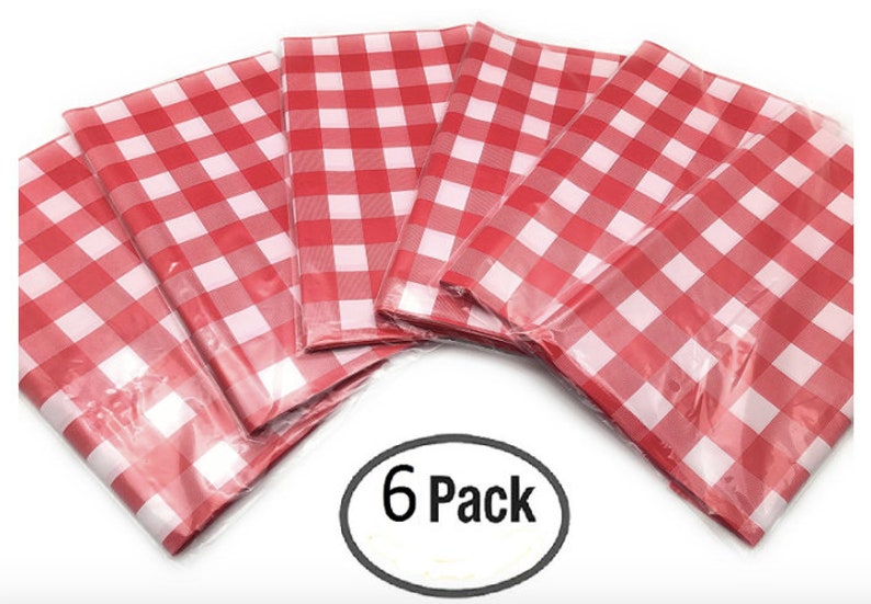 6 Picnic Tablecloths BBQ Plastic Red and White Checkered | Etsy