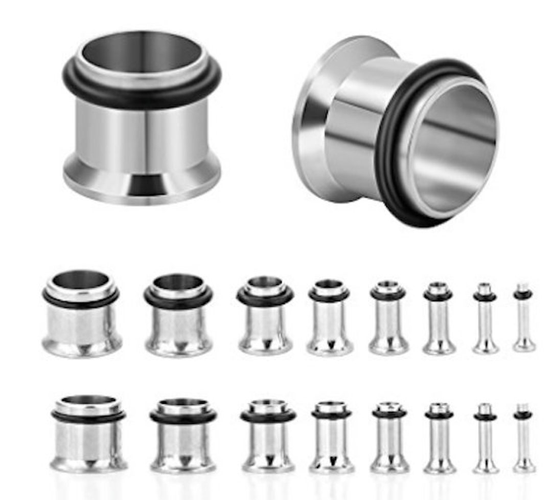 Silver Ear Stretching Gauges Stretching Kit Surgical Steel T18PCS Ear ...