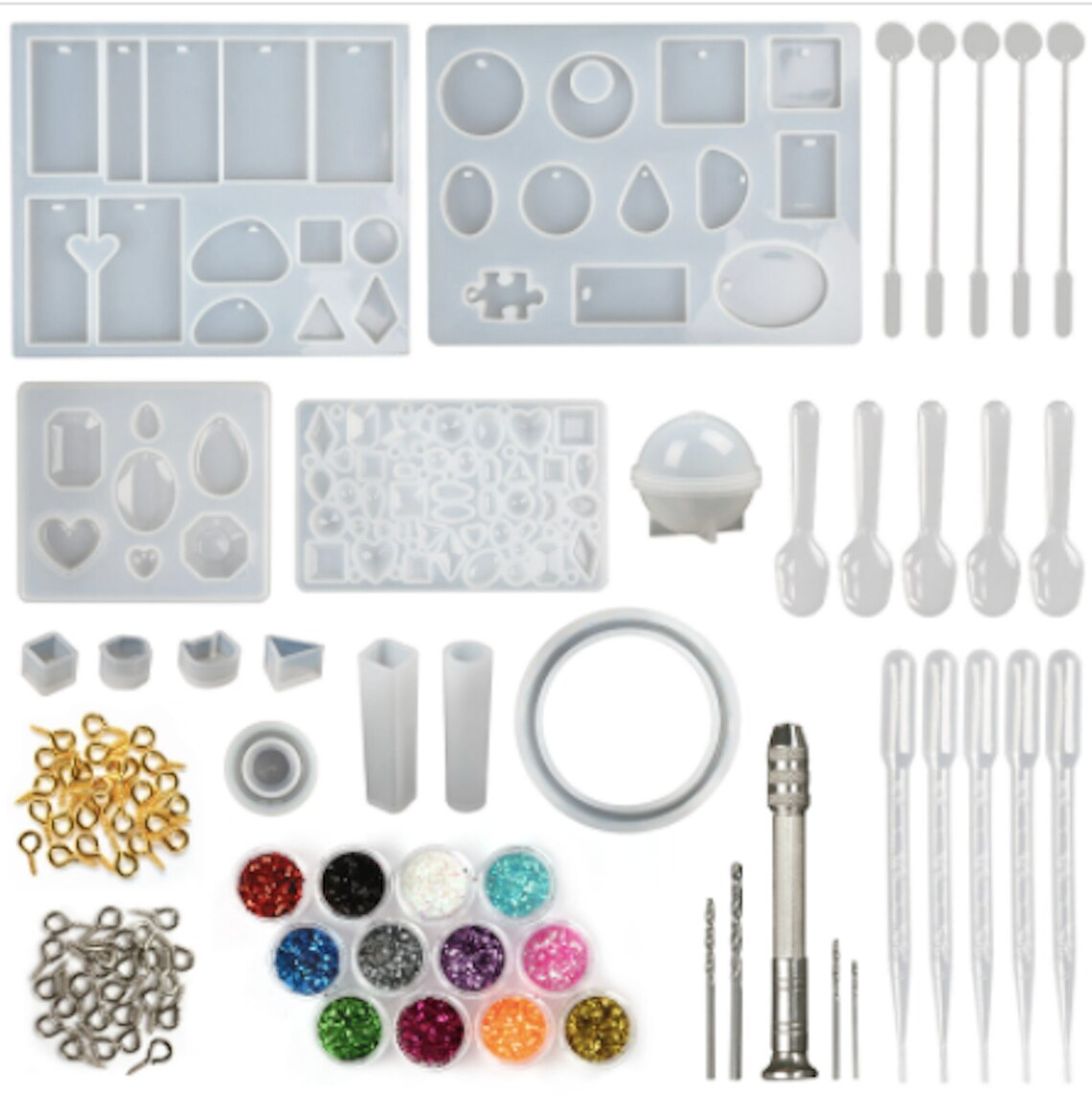 145pcs Resin Jewelry Making Kit Casting Silicone Molds Epoxy - Etsy