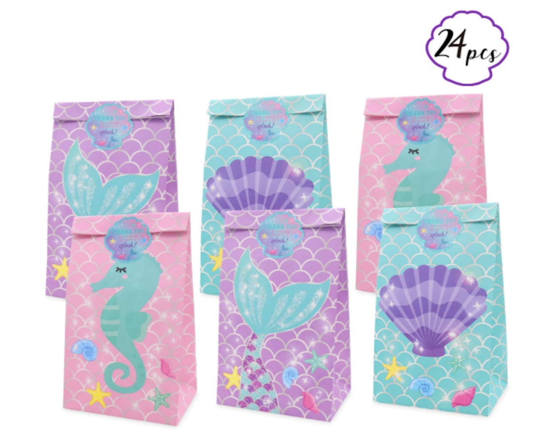 24 Mermaid Favor Party Bags Mermaid Gift Bags Paper Favor Bags Mermaid ...