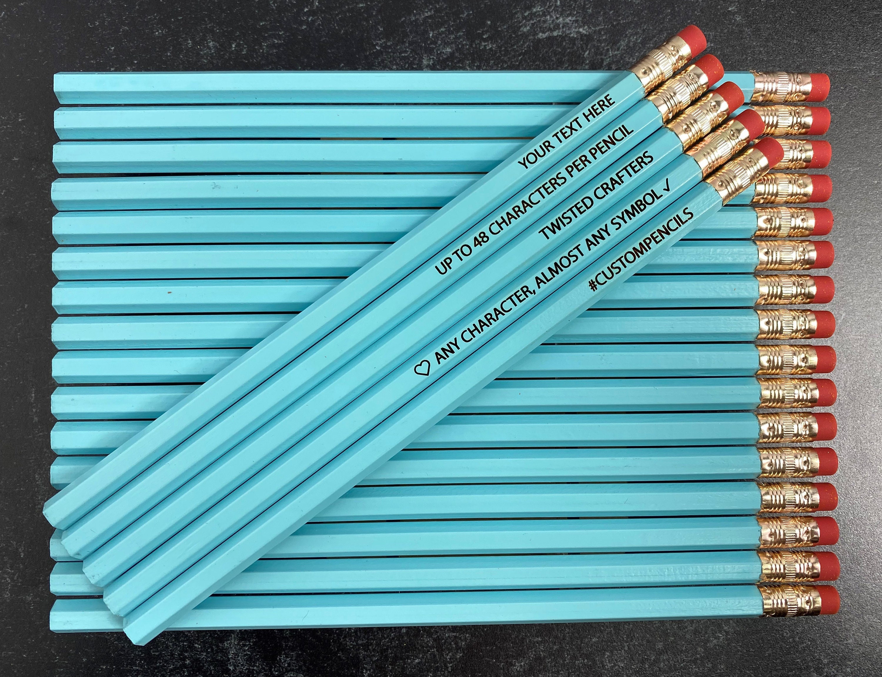 Pastel Blue Custom Pencils, Personalized Pencils, Engraved Pencils ...