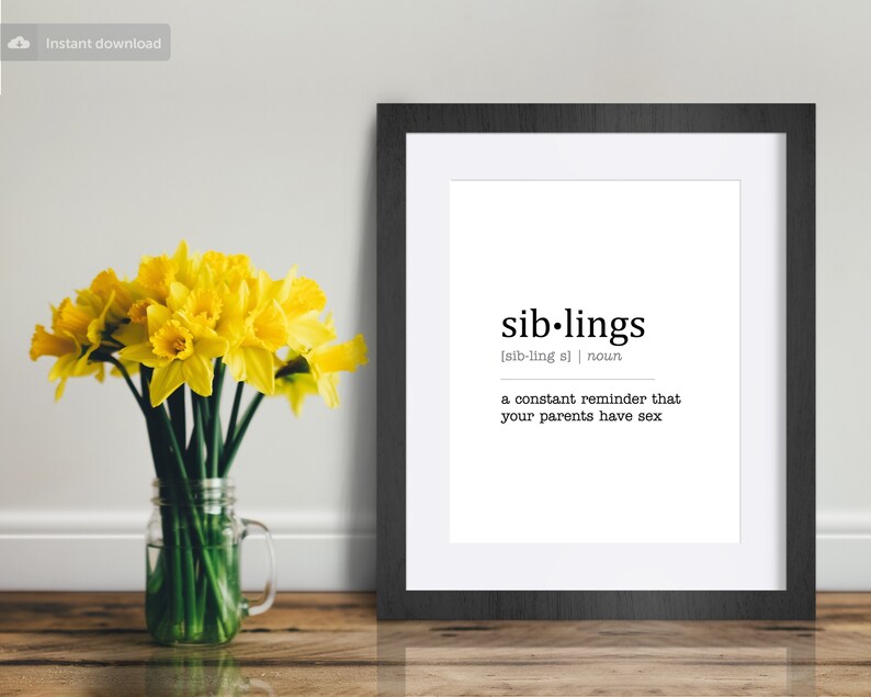 Siblings Definition Wall Art DIY Definition Print Dictionary - Etsy