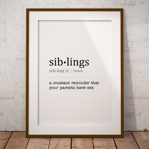 Siblings Definition Wall Art DIY Definition Print Dictionary Art - Etsy