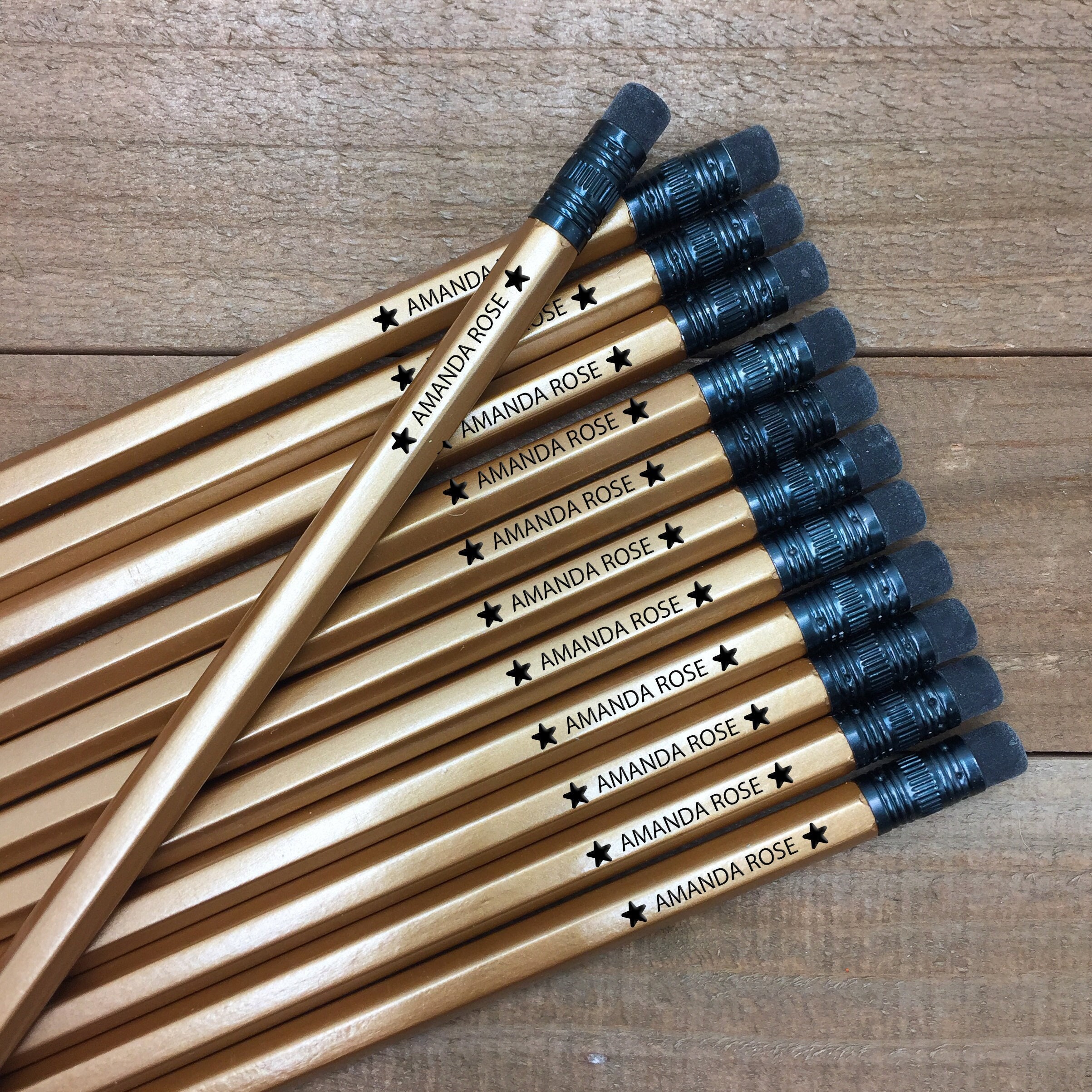 Solid Star Pencils Custom Pencils Personalized Pencils Back - Etsy