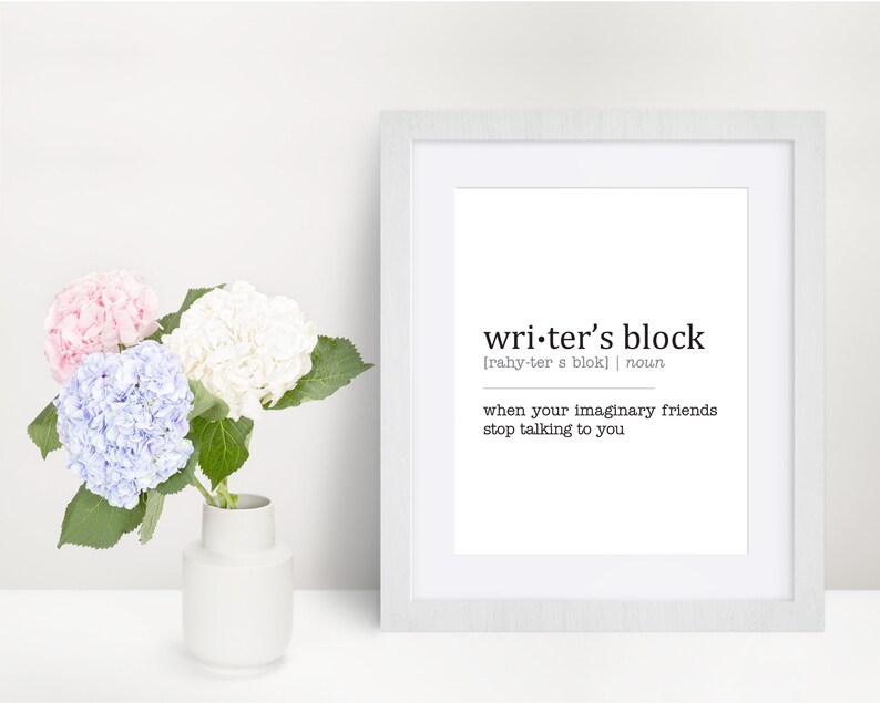 Writers Gift Funny Writers Block Definition Wall Art DIY | Etsy