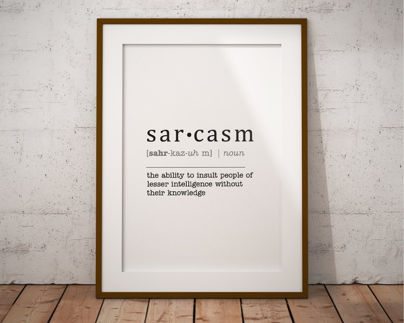 Sarcasm Poster Definition Wall Art DIY Definition Print | Etsy