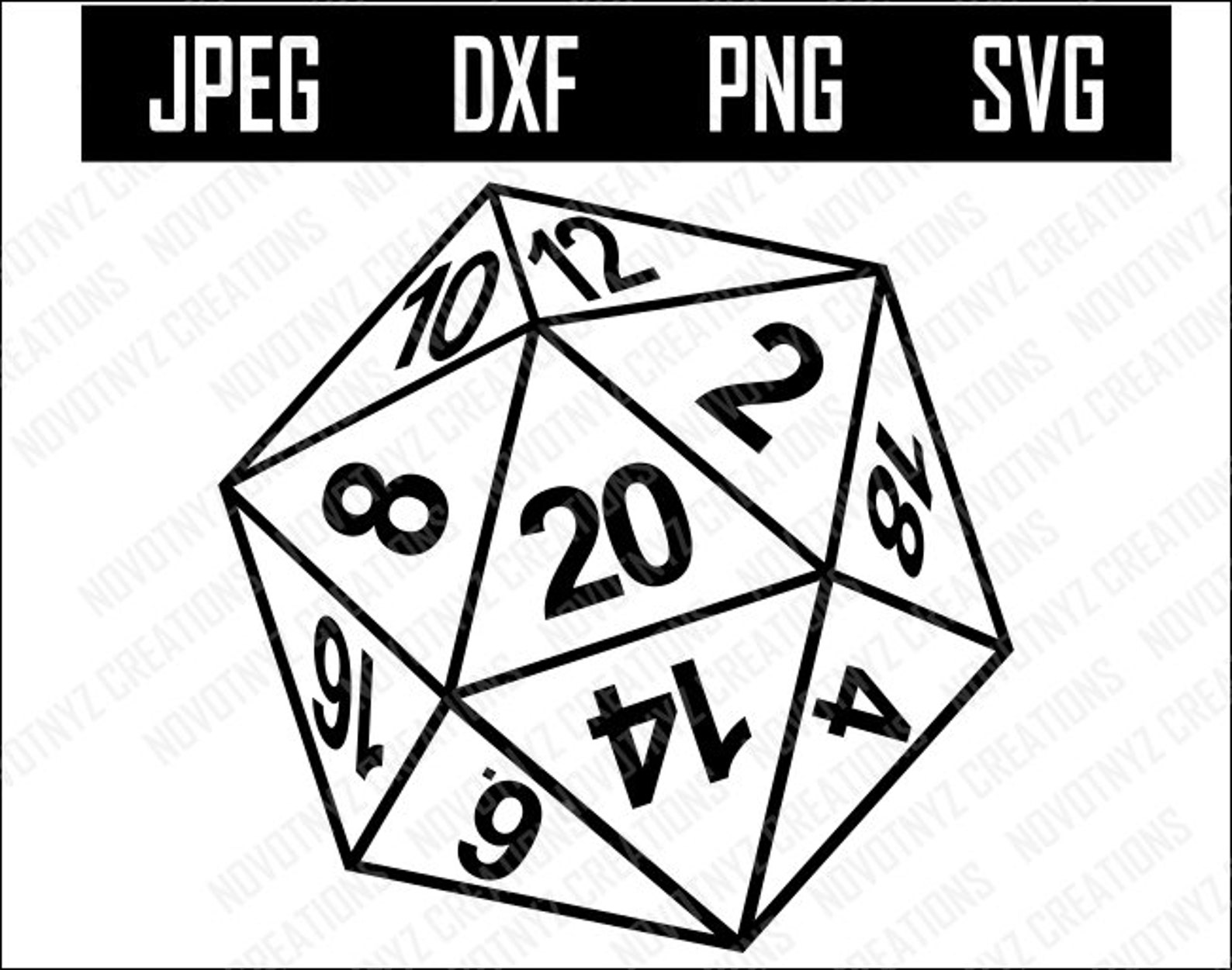 20-sided Die SVG, Icosahedron, D20, Dnd, Dungeons & Dragons, Cricut ...