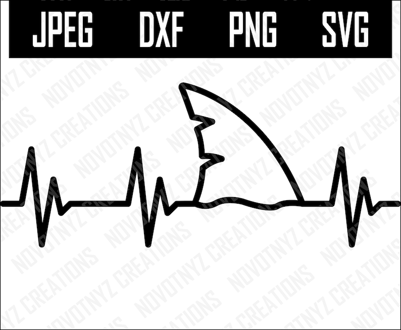 Shark Heartbeat SVG, Fishing, Shark Fin, Cricut, Silhouette, Cutting ...