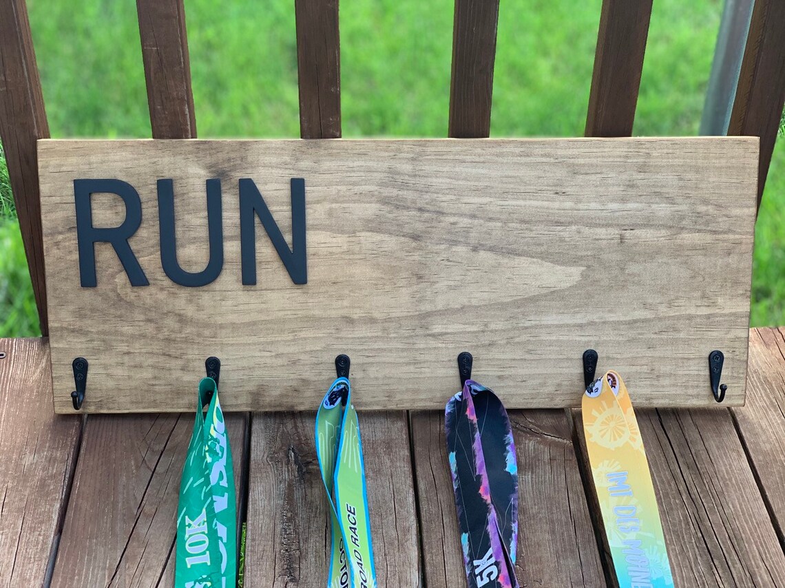 RUN Medal Holder Wood Rack Running Medal Holder RUN Sign | Etsy
