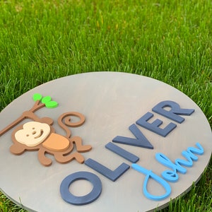Wood Sign Monkey sign monkey theme wood sign 3D Name Sign | Etsy