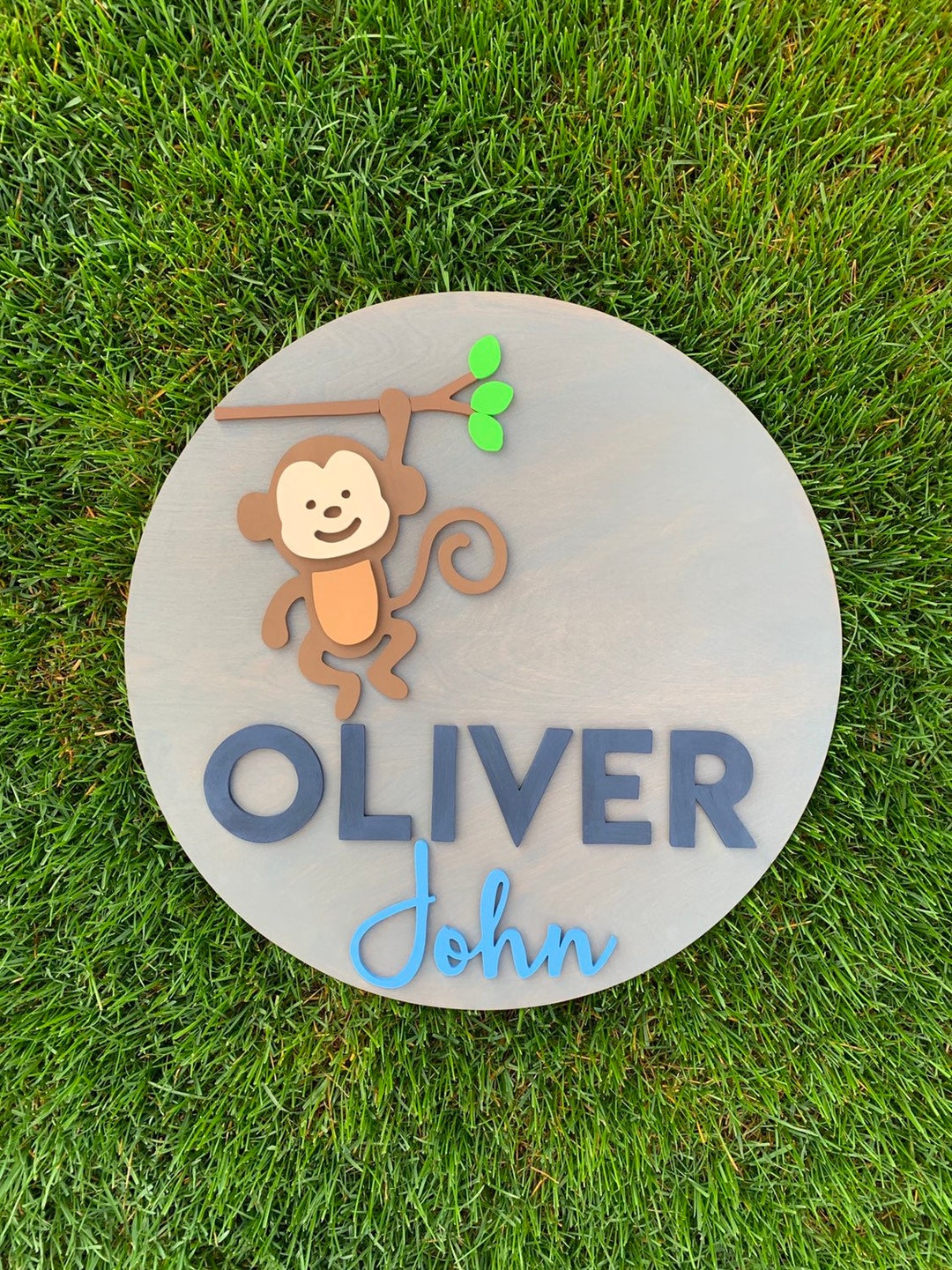 Wood Sign, Monkey Sign, Monkey Theme Wood Sign, 3D Name Sign, Custom ...