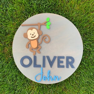 Wood Sign Monkey sign monkey theme wood sign 3D Name Sign | Etsy