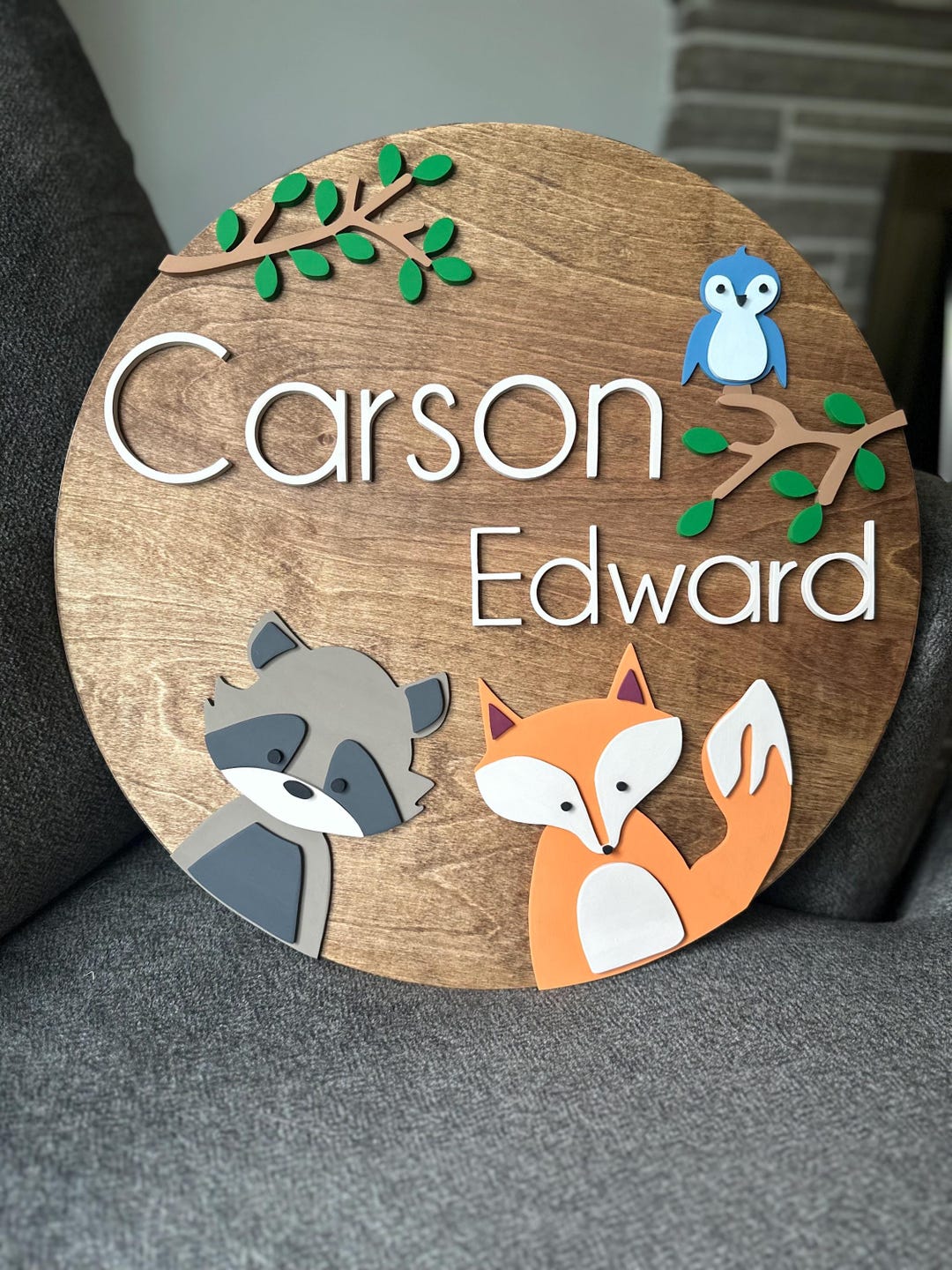 3D Wood Sign, Woodland Animals, Woodland Theme Wood Sign, 3D Name Sign ...