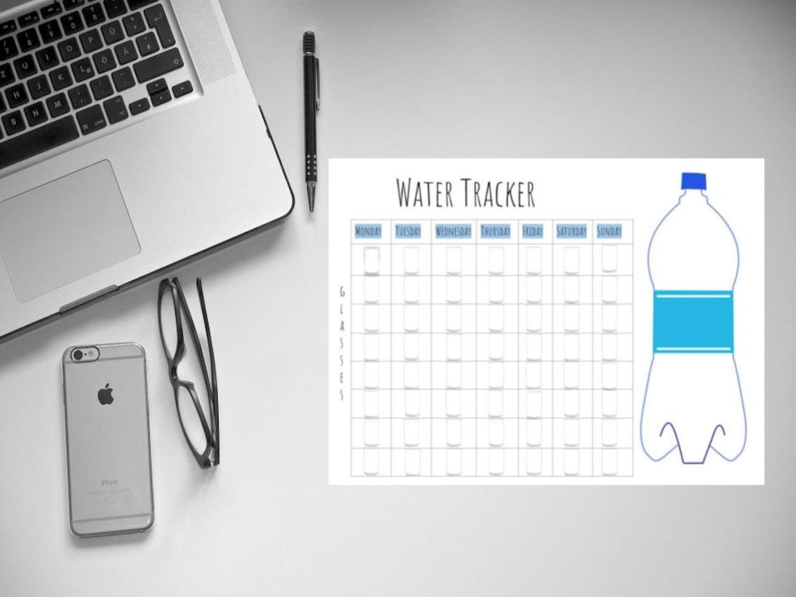 Water Drinking Weekly Coloring Tracker, Goal Setting, Chart, Bullet ...