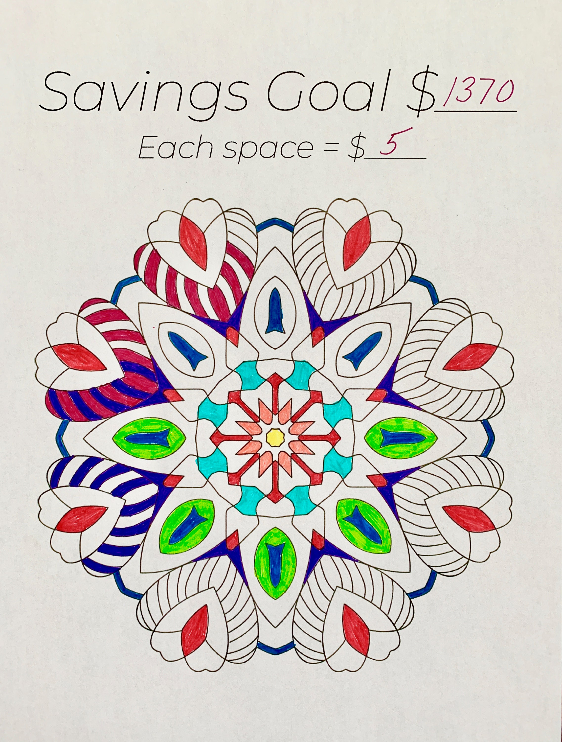 Paper & Party Supplies Financial Visual Goal Coloring Mandala Money ...