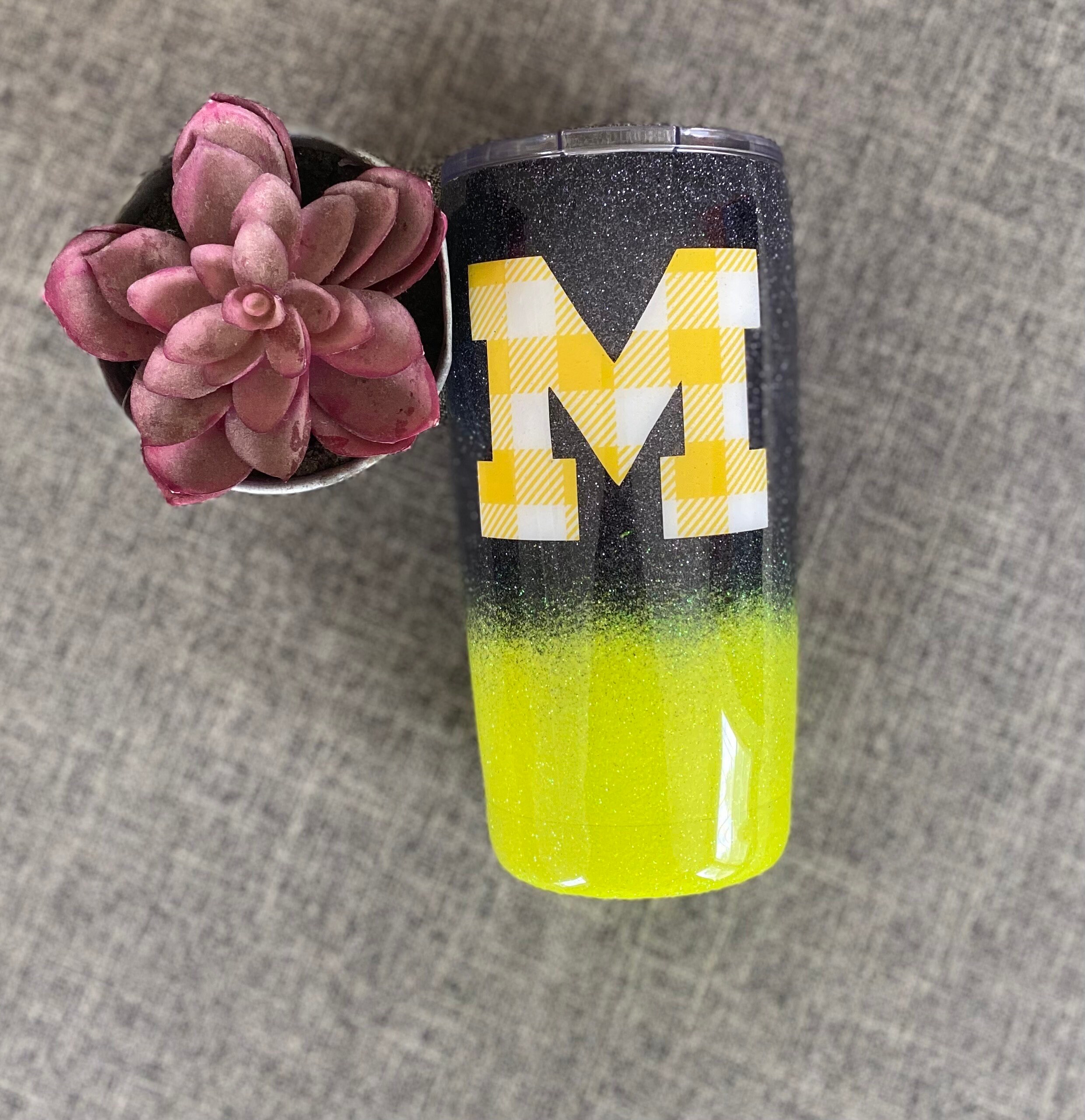 20 Oz Epoxy Tumbler University of Michigan Glitter - Etsy