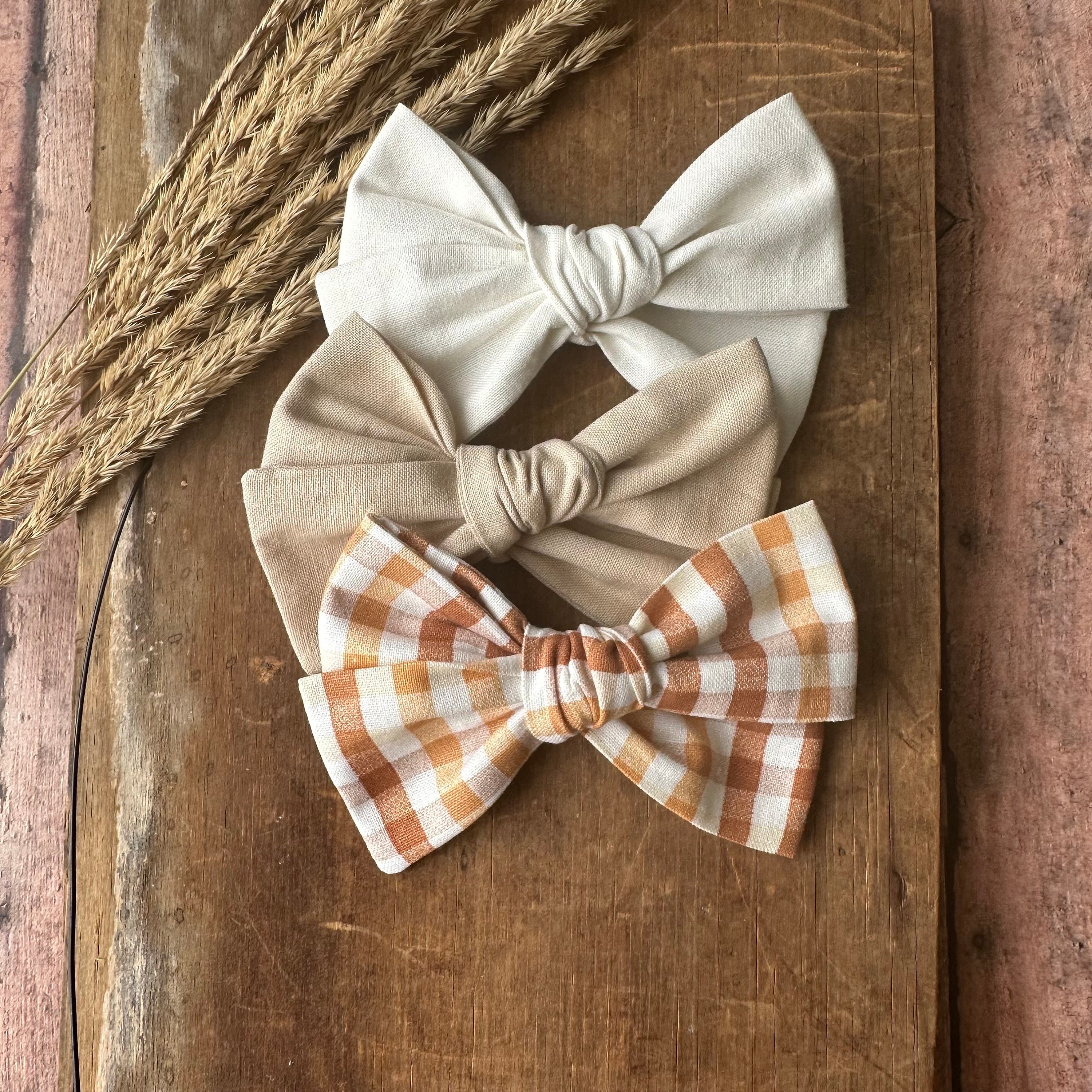 Fall Hair Bow, Plaid Hair Bows, Neutral Baby Bows, Boho Hair Bow ...