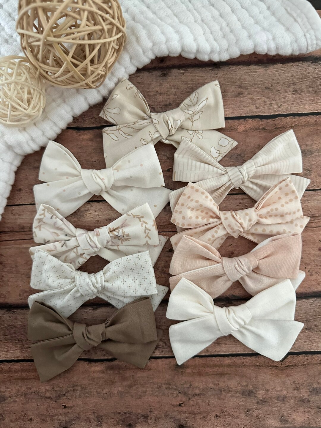 Neutral Hair Bow, Newborn Headband Bow, Brown Hair Bow, Floral Hair Bow ...