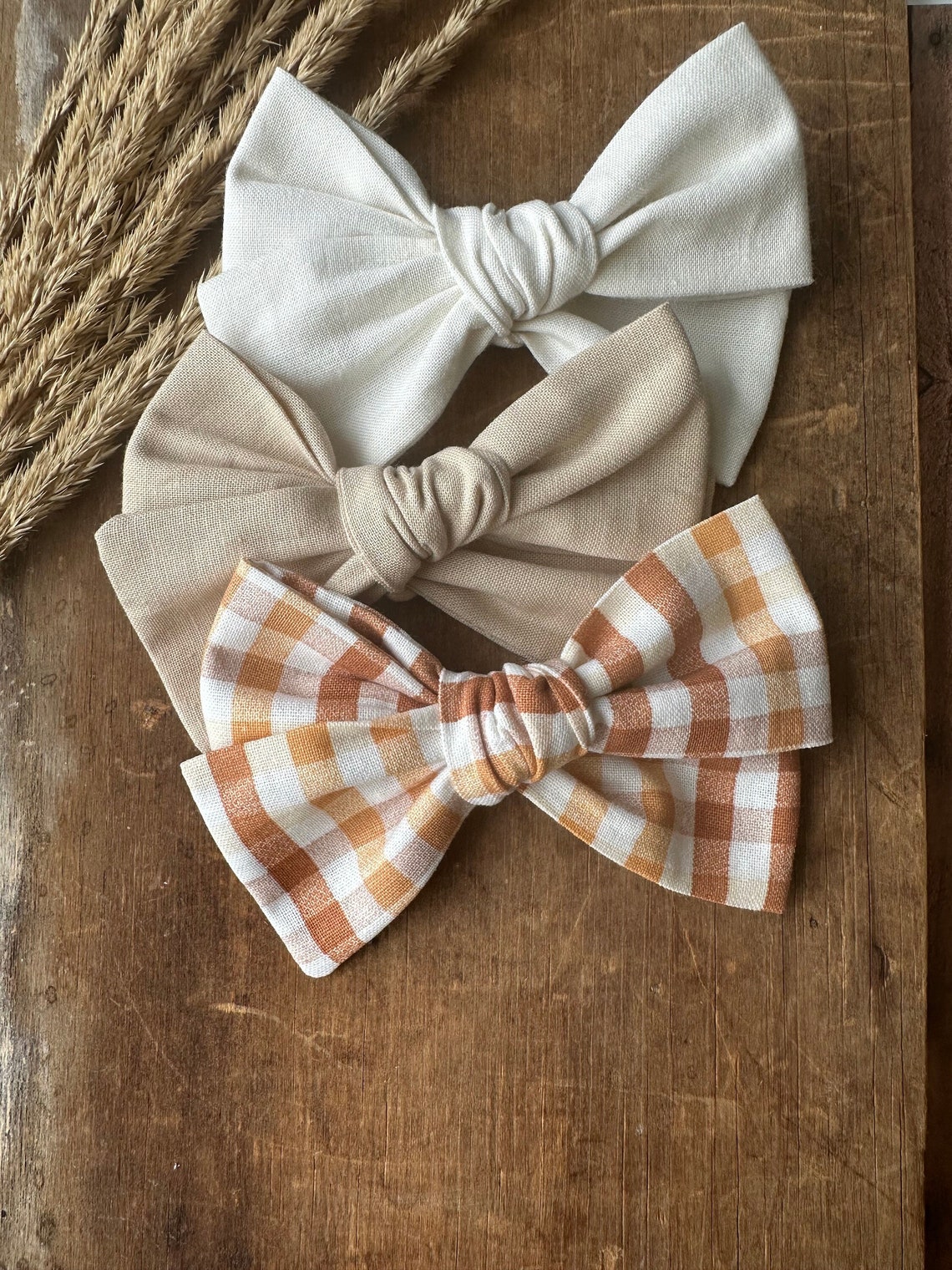Fall Hair Bow, Plaid Hair Bows, Neutral Baby Bows, Boho Hair Bow ...