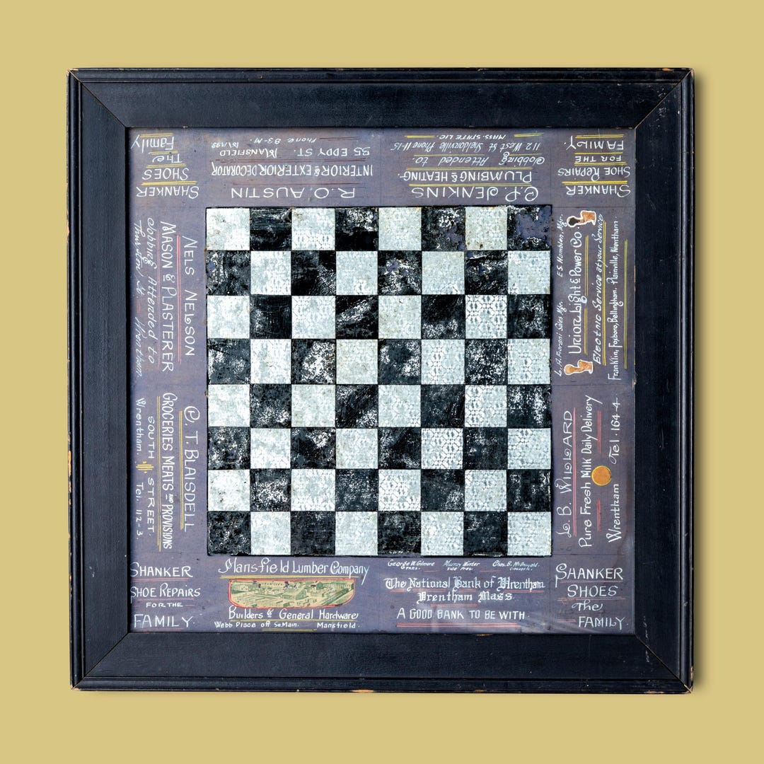 Rare Incredible Antique Reverse Painted Framed Advertising Game Board ...