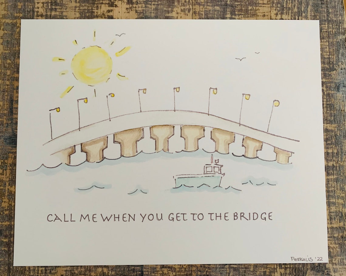 LBI Bridge Watercolor Print - Etsy