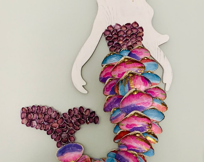 Large Clam Shell Mosaic Mermaid~ Purple - Etsy