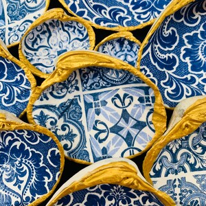 Clam Shell Heart Mosaic Navy - Etsy