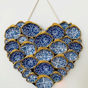 Clam Shell Heart Mosaic Navy - Etsy