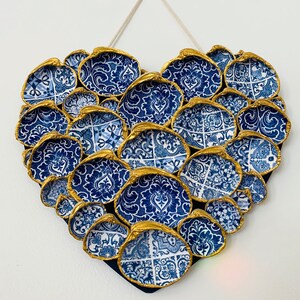 Clam Shell Heart Mosaic Navy - Etsy