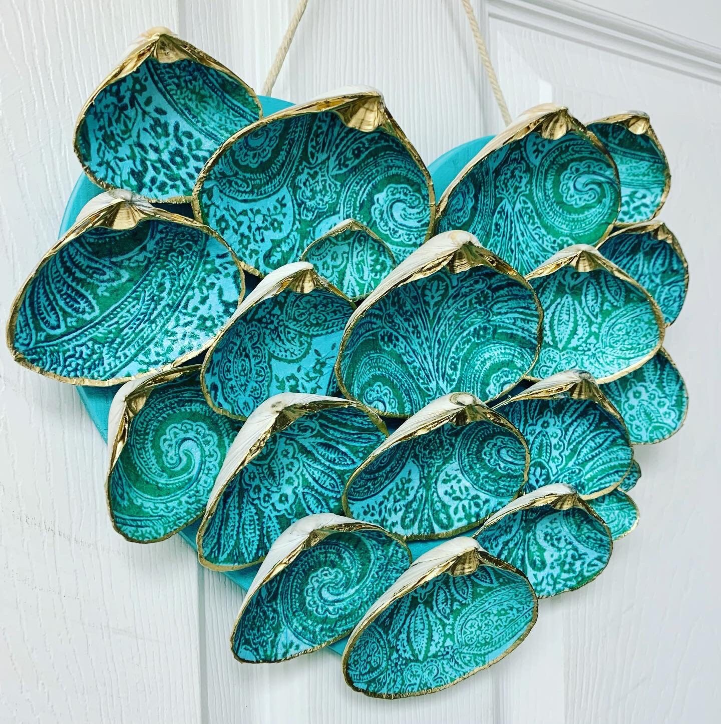 Clam Shell Heart Mosaic Aqua - Etsy