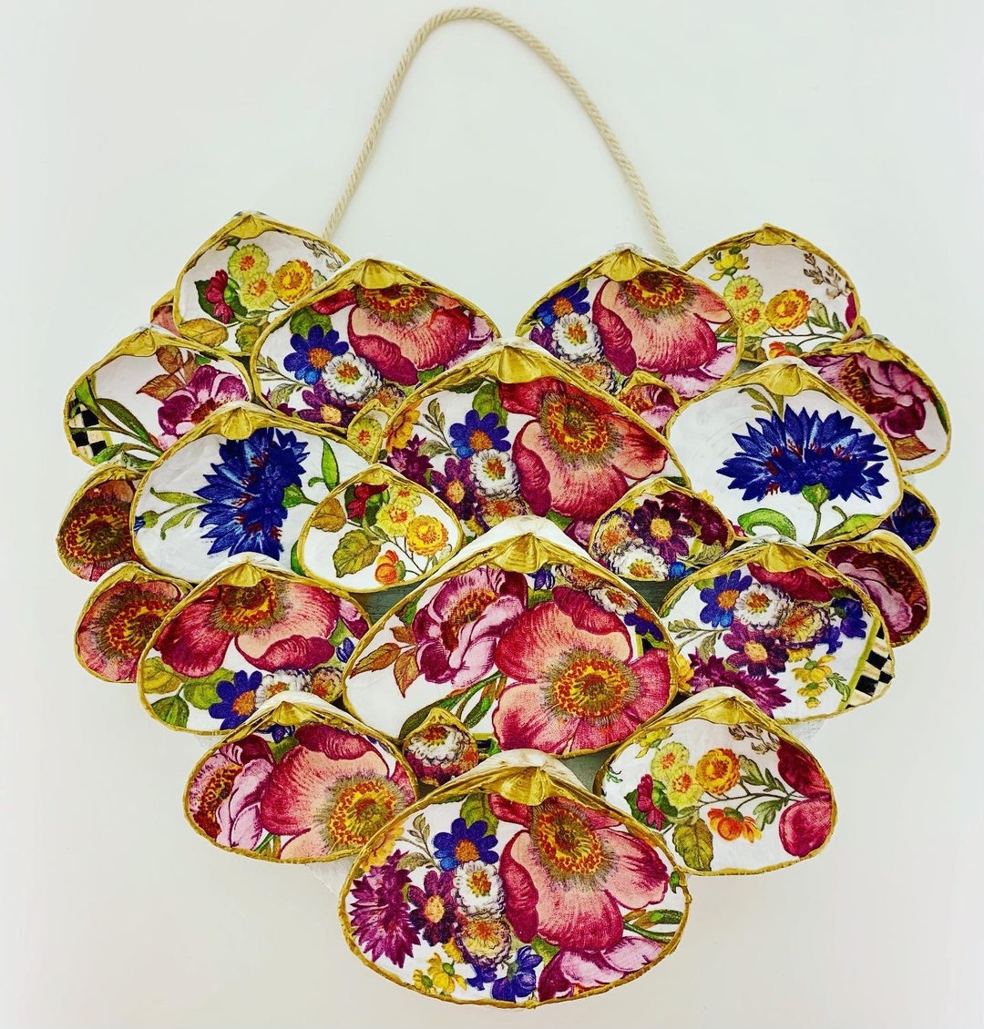 Clam Shell Heart Mosaic-florals - Etsy