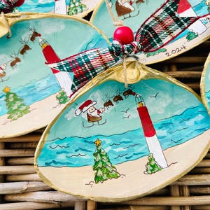 Handpainted Personalized Barnegat Light Santa Clam Shell Ornament - Etsy