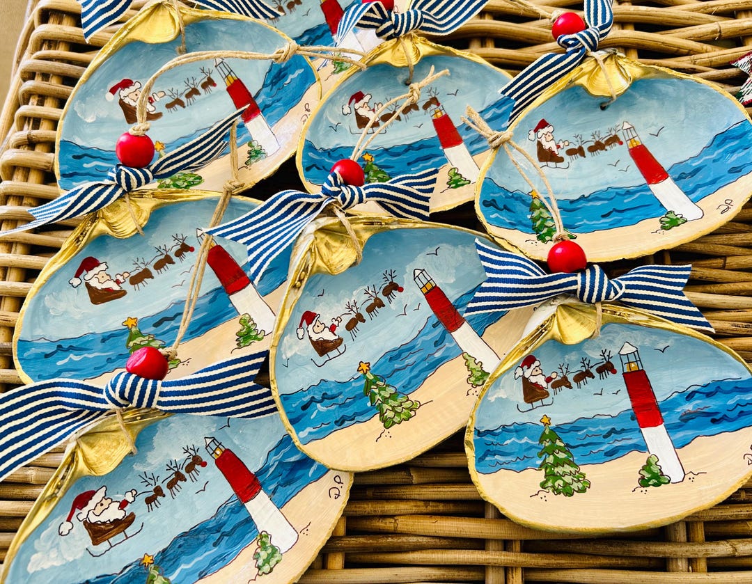 Handpainted Personalized Barnegat Light Santa Clam Shell Ornament - Etsy