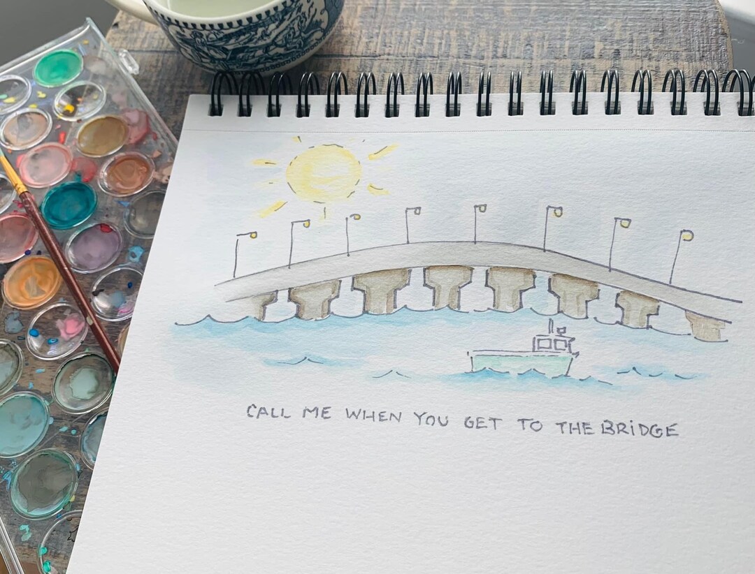 LBI Bridge Watercolor Print - Etsy